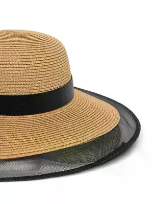 Patrizia Pepe Wide Brim Hat With Mesh Trim