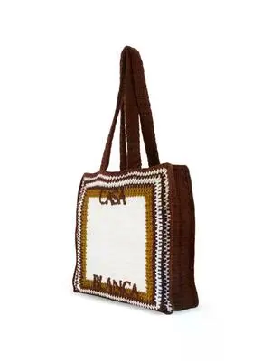 Casablanca Crochet-knit Cotton Tote Bag - Brown