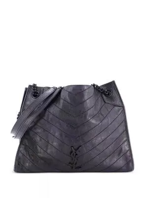 Saint Laurent Niki Shopping Matelasse Chevron Leather Medium Tote Bag - Black