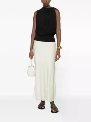 Brunello Cucinelli Satin-finish Side-slit Skirt