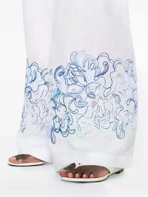 Ermanno Scervino Embroidered Linen Trousers