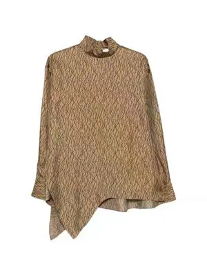 FERRAGAMO Graphic-print Asymmetric Blouse - Neutrals