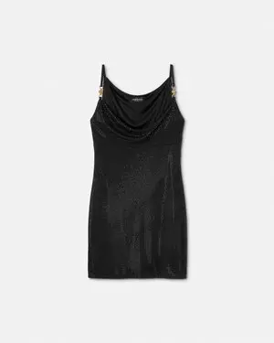 Versace Embellished Viscose Mini Dress - Black