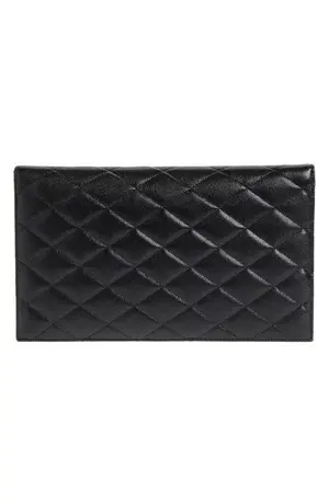 Saint Laurent Diamond Quilted Grain De Poudre Leather Envelope Pouch