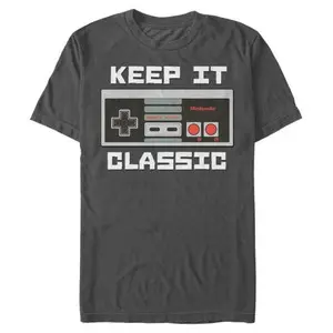 NINTENDO Nes Classic Controller Short Sleeve Graphic T-shirt - Charcoal