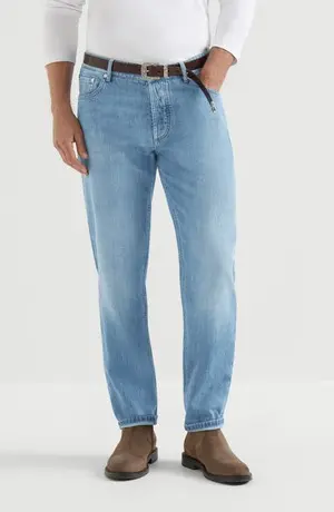 Brunello Cucinelli Lightweight Denim Traditional Fit Five-pocket Trousers - Light Denim