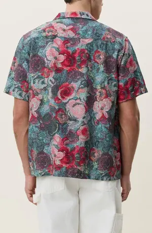 LES DEUX Bouquet Floral Jacquard Camp Shirt