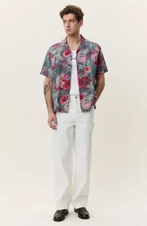 LES DEUX Bouquet Floral Jacquard Camp Shirt
