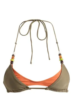 JADED LONDON Beaded Layered Triangle Bikini Top - Multi
