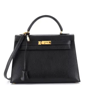 Hermès Kelly Handbag Black Ardennes With Gold Hardware 32 - Noir