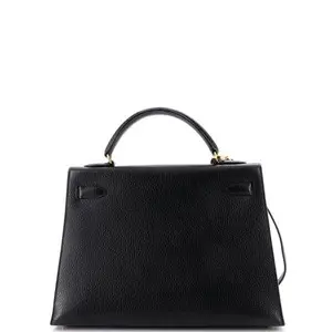 Hermès Kelly Handbag Black Ardennes With Gold Hardware 32