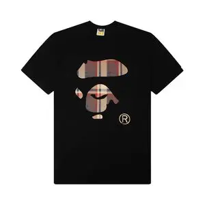 A BATHING APE Check Ape Face Tee /red - Black