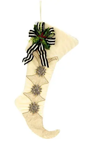 MARK ROBERTS Holiday Snowflake Stocking - Cream