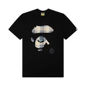 A BATHING APE Check Ape Face Tee /blue - Black