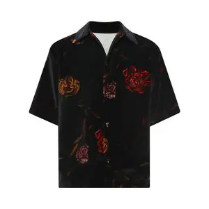 Amiri Floral Velvet Camp Shirt - Black