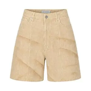 MARINE SERRE Faded Moon Denim Shorts 'dark Beige
