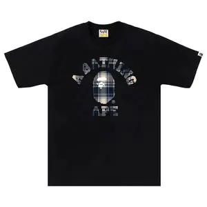 A BATHING APE Check College Tee /blue - Black