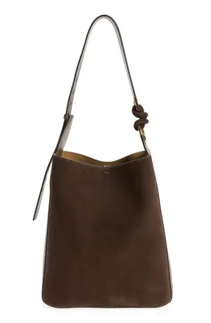 ANYA HINDMARCH Suede Shoulder Bag With Knotted Detail - Truffle