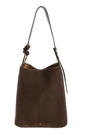 ANYA HINDMARCH Suede Shoulder Bag With Knotted Detail - Truffle