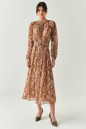 EXQUISE Kairi Chiffon Midi Dress - Multi Color