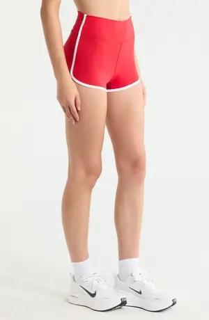 Year Of Ours High Waist Sporty Shorts - Cherry/white