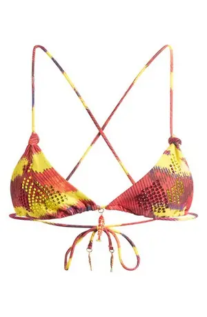 JADED LONDON Diamante Crystal Embellished Fish Charm Bikini Top - Multi
