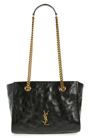 Saint Laurent Small Niki Matelassé Leather Shopping Tote - Black