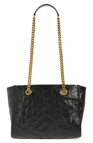 Saint Laurent Small Niki Matelassé Leather Shopping Tote - Black