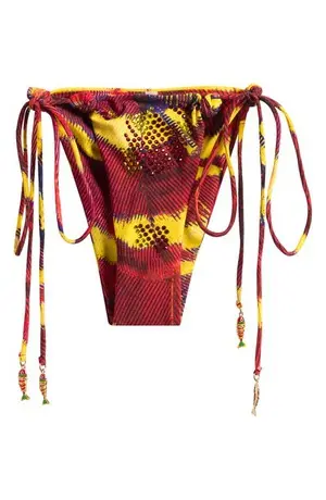JADED LONDON Diamante Crystal Embellished Side Tie Bikini Bottoms - Multi