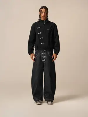 AELFRIC EDEN Boxy Fireman Clasp Jacket - Black