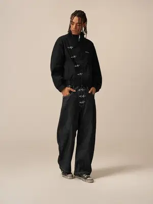 AELFRIC EDEN Boxy Fireman Clasp Jacket - Black