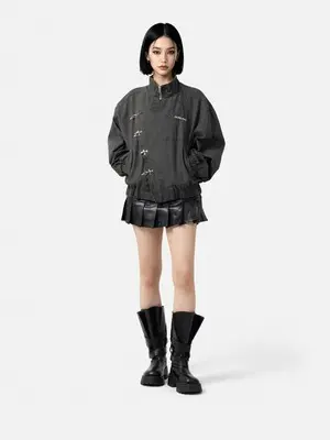 AELFRIC EDEN Boxy Fireman Clasp Jacket - Grey