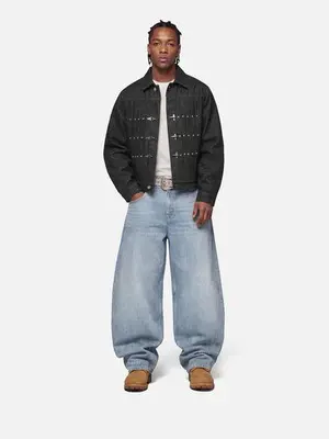 AELFRIC EDEN Inverted Graphic Baggy Barrel Jeans - Blue