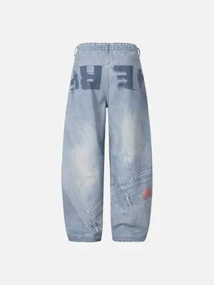 AELFRIC EDEN Inverted Graphic Baggy Barrel Jeans