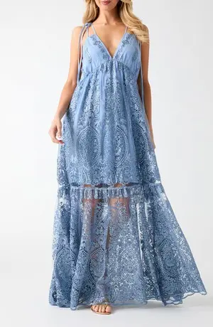 Guess Karima Embroidered Lace Maxi Dress