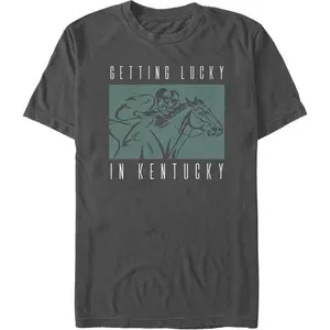 LOST GODS Jockey Getting Lucky In Kentucky Short Sleeve Graphic T-shirt - Charcoal