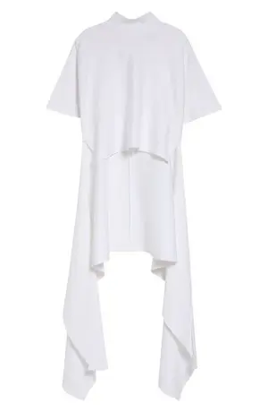 Alaïa Asymmetric Cotton Blend Jersey T-shirt - Blanc