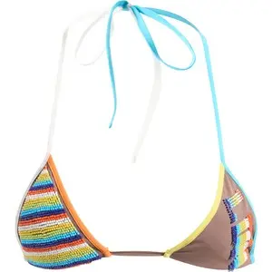 JADED LONDON Bead Embellished Triangle Bikini Top - Brown Multi