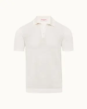 Orlebar Brown Burnham Tailored Fit Tie Stitch Knit Polo Shirt