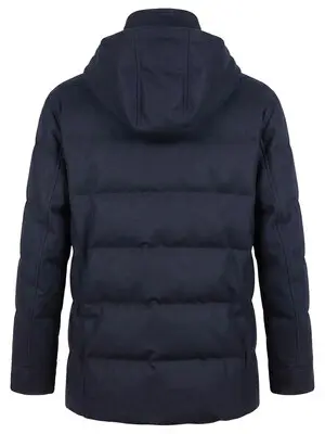 Brunello Cucinelli Membraned Wool Flannel Parka With Detachable Hood - Blue