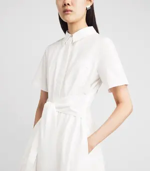 TOCCIN Megan Cotton Poplin Midi Shirt Dress With Tie Waist - White
