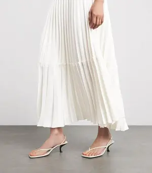 Sandro Pleated Maxi Dress With Plunge Neckline