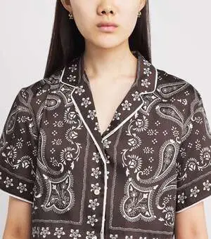 Sandro Satin Bandana Cropped Shirt - Brown