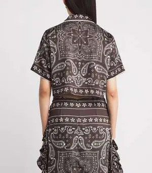 Sandro Satin Bandana Cropped Shirt - Brown