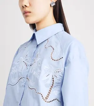 Sandro Cotton Embroidered Open-work Shirt