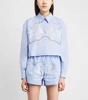 Sandro Cotton Embroidered Open-work Shirt
