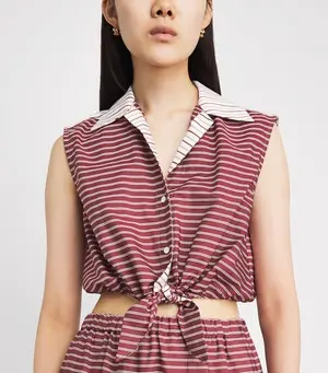 Sandro Cotton Stripe Tie Shirt