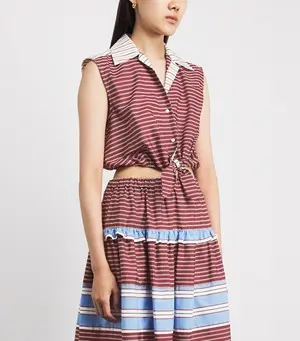 Sandro Cotton Stripe Tie Shirt