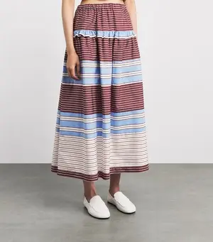 Sandro Cotton Stripe Maxi Skirt