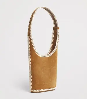 Veronica Beard Suede Whipstitch Loop Shoulder Bag